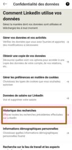 LinkedIn™ history, how to consult or delete it?